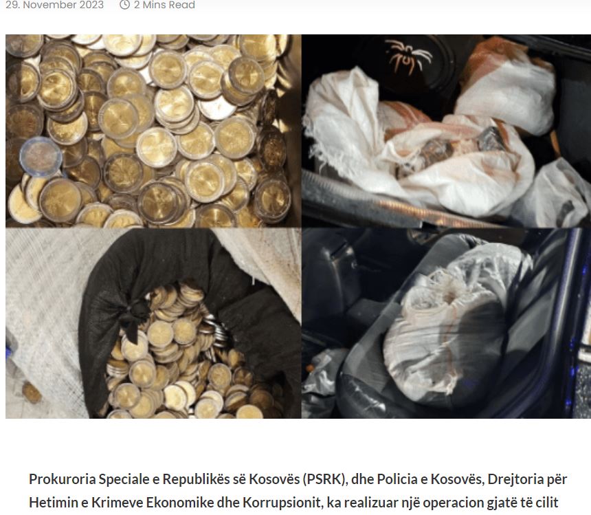 Στο Κόσοβο κατασχέθηκαν 85.000 ευρώ σε πλαστά κέρματα των δύο ευρώ ...