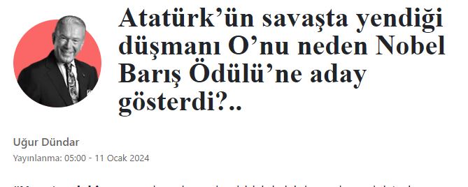 «Γιατί ο εχθρός του Ατατούρκ, τον οποίο νίκησε στον πόλεμο, τον ...