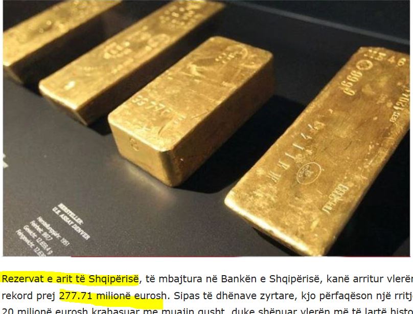 Ιστορική άνοδος στα αποθέματα χρυσού στην Αλβανία – ΒΑΛΚΑΝΙΚΟ ΠΕΡΙΣΚΟΠΙΟ